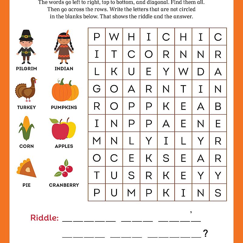 God's World News | Thanksgiving Word Search